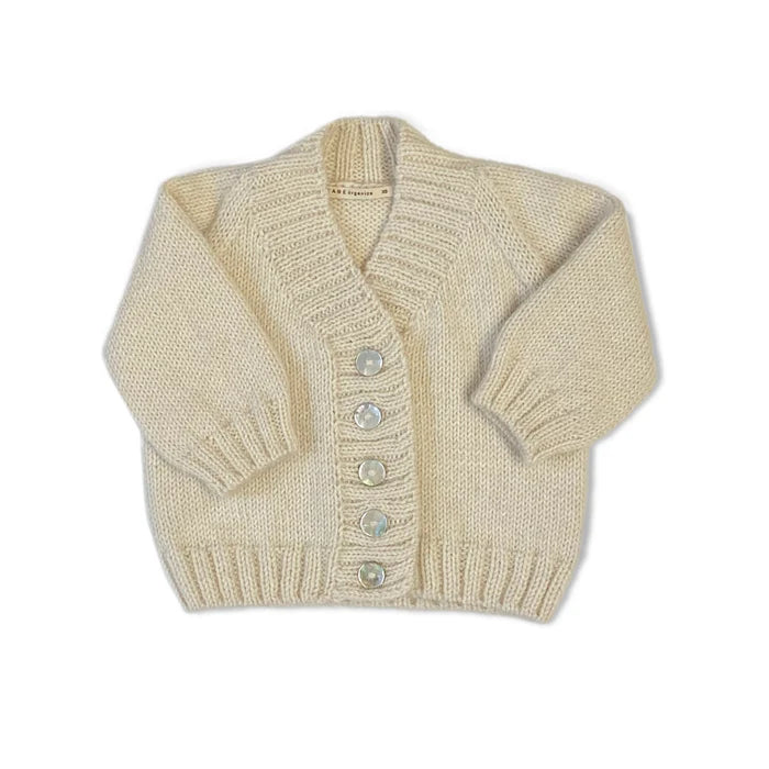 Baby Alpaca V-Neck Cardigan in Soft White | Tane Organics | Yoya NYC ...